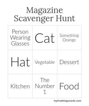 Magazine Scavenger Hunt Bingo