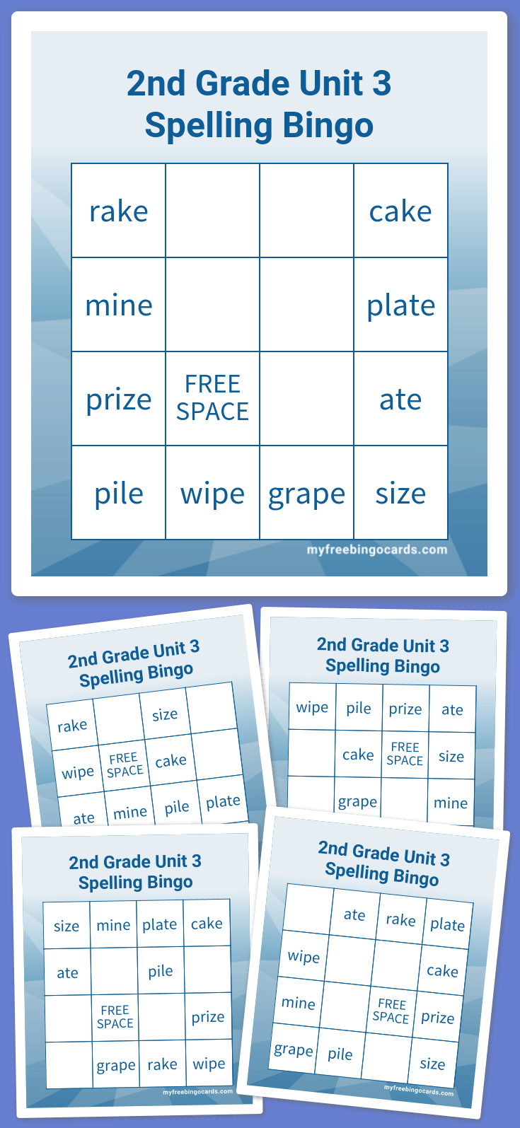 Virtual 2nd Grade Unit 3 Spelling Bingo