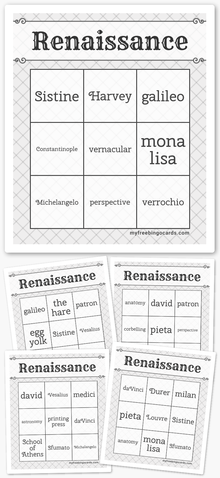 Virtual Renaissance Bingo