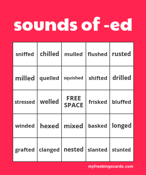sounds of -ed bingo