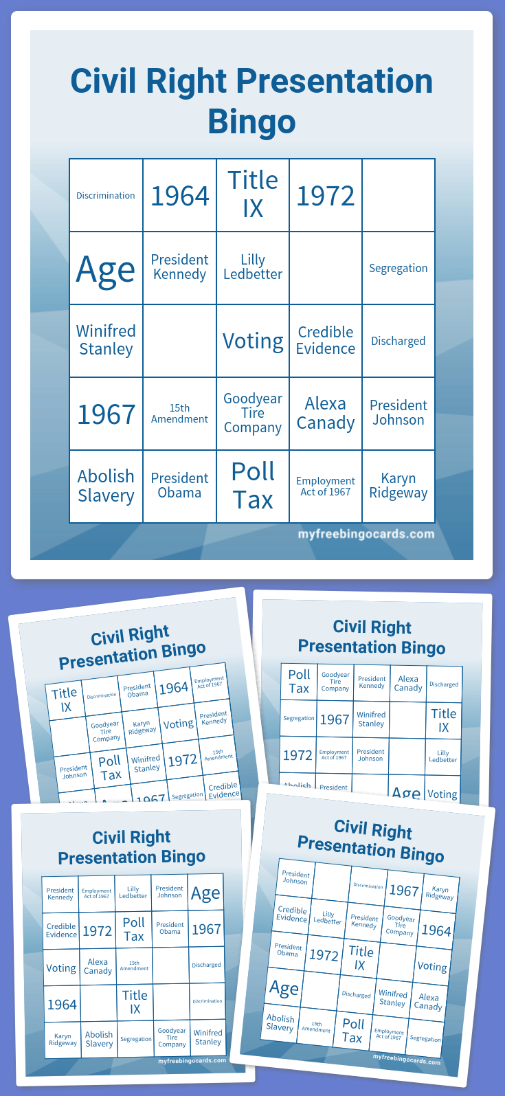 Virtual Civil Right Presentation Bingo