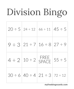 Division Bingo