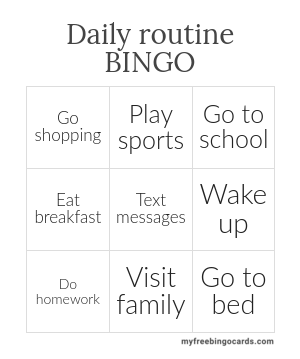 Daily routine BINGO