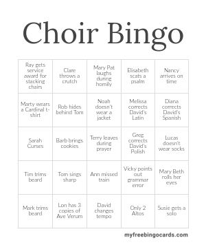 Choir Bingo