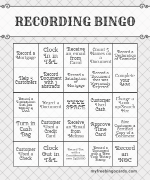 RECORDING BINGO