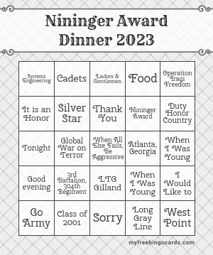 Nininger Award Dinner 2023 Bingo
