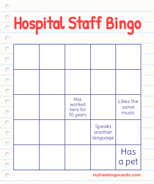 Hospital Staff Bingo