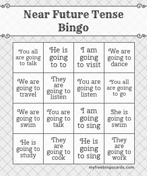 Near Future Tense Bingo