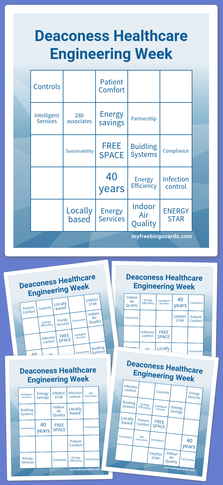 Virtual Deaconess Healthcare Engineering Week Bingo