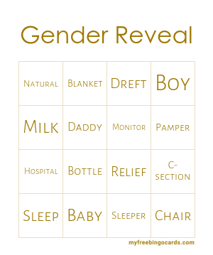 Gender Reveal Bingo