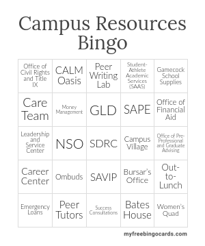 Campus Resources Bingo