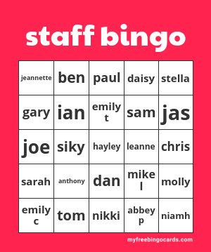 staff bingo