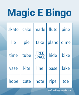 Print 100+ Magic E Bingo Cards