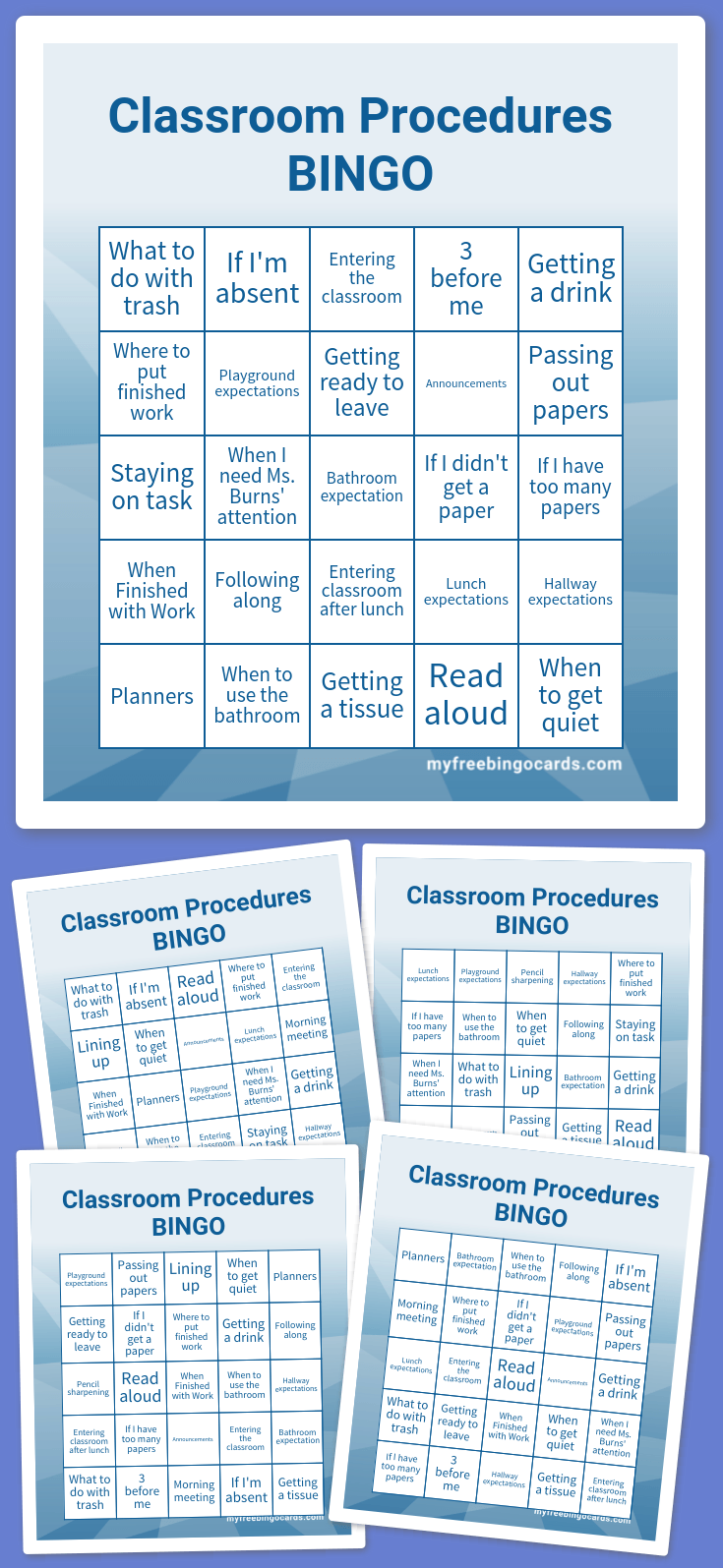 Virtual Classroom Procedures BINGO