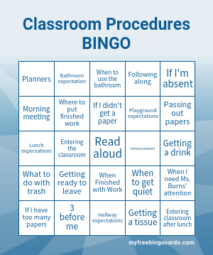 Print 100+ Classroom Procedures BINGO Cards