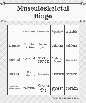 Musculoskeletal Bingo
