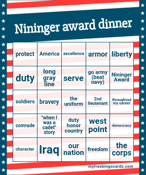 Nininger award dinner Bingo