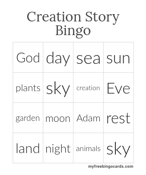 Creation Story Bingo
