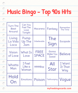 Music Bingo - Top 90s Hits