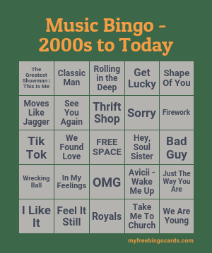 Music Bingo - 2000s to Today