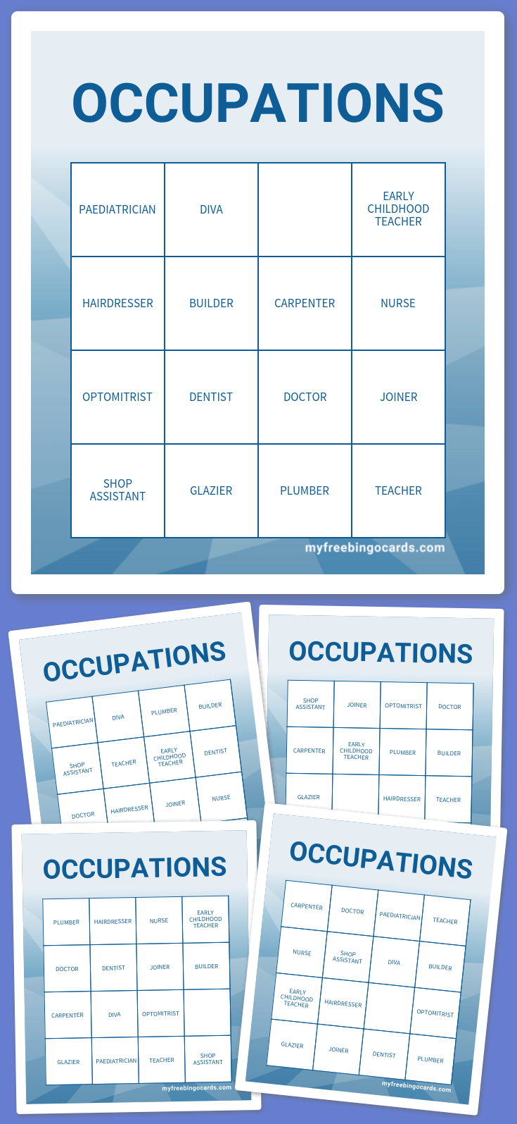 Virtual OCCUPATIONS BINGO