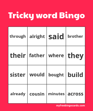 Tricky word Bingo