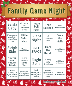 Family Game Night Bingo