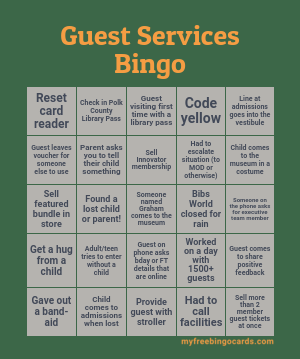 Guest Services Bingo