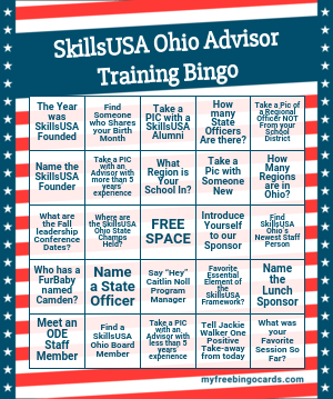 SkillsUSA Ohio Advisor Training Bingo