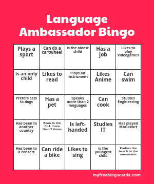Language Ambassador Bingo