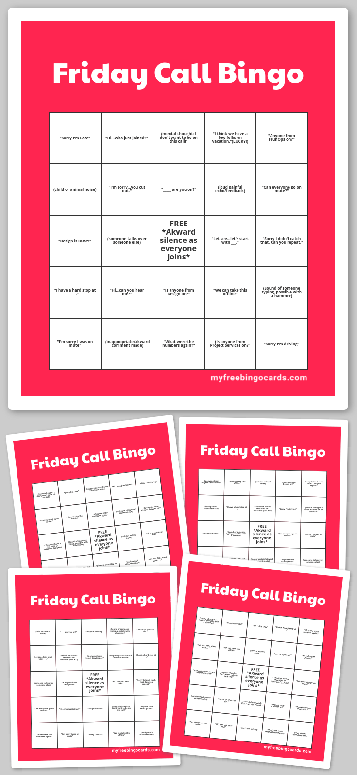 Virtual Friday Call Bingo