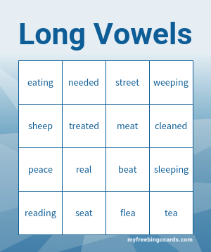 Long Vowels Bingo