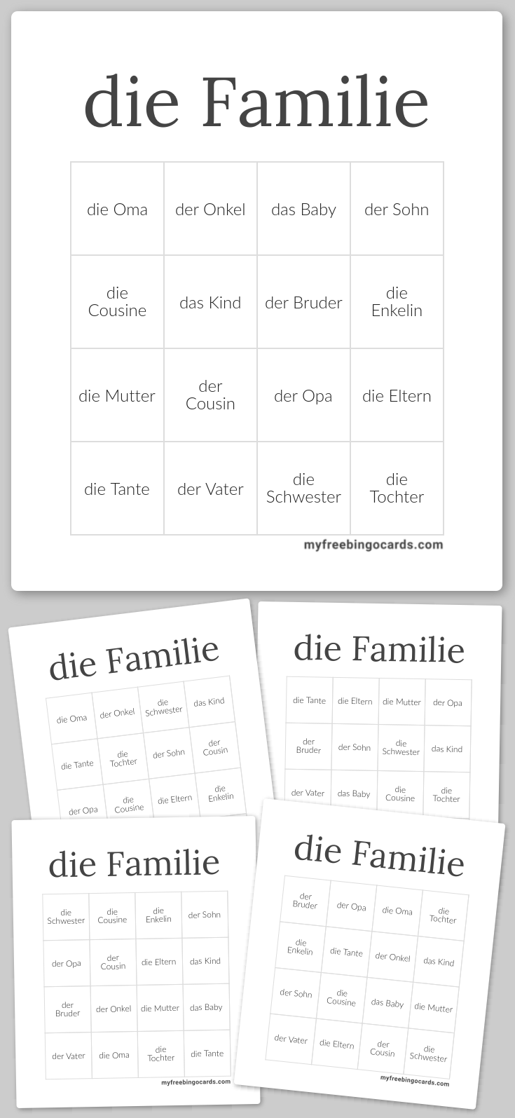 Virtual die Familie Bingo