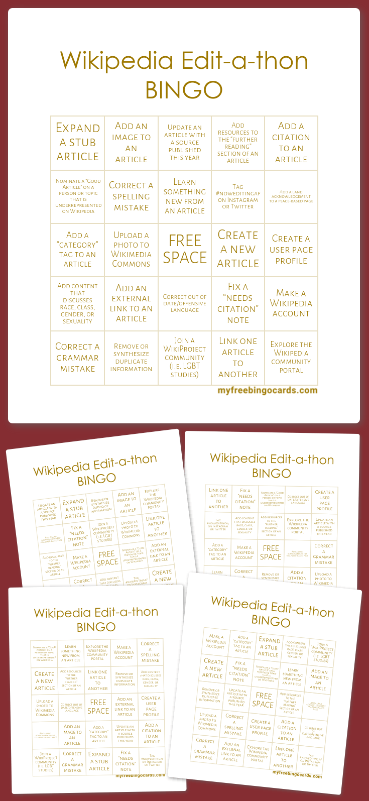 Virtual Wikipedia Edit-a-thon BINGO