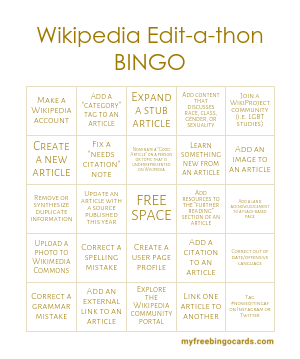 Wikipedia Edit-a-thon BINGO