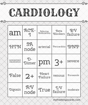 CARDIOLOGY BINGO