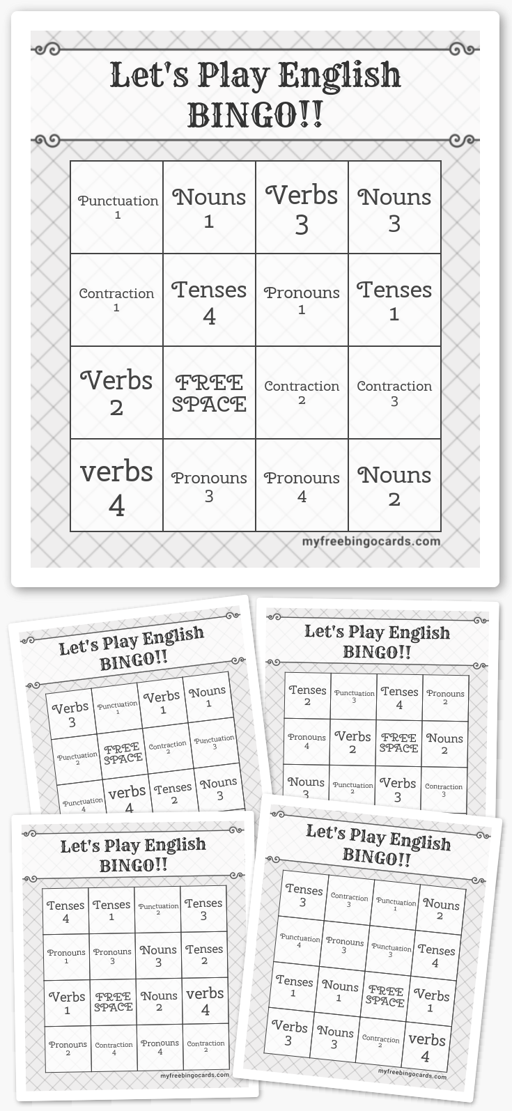 Virtual Let's Play English BINGO!!