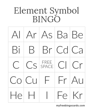 Element Symbol BINGO
