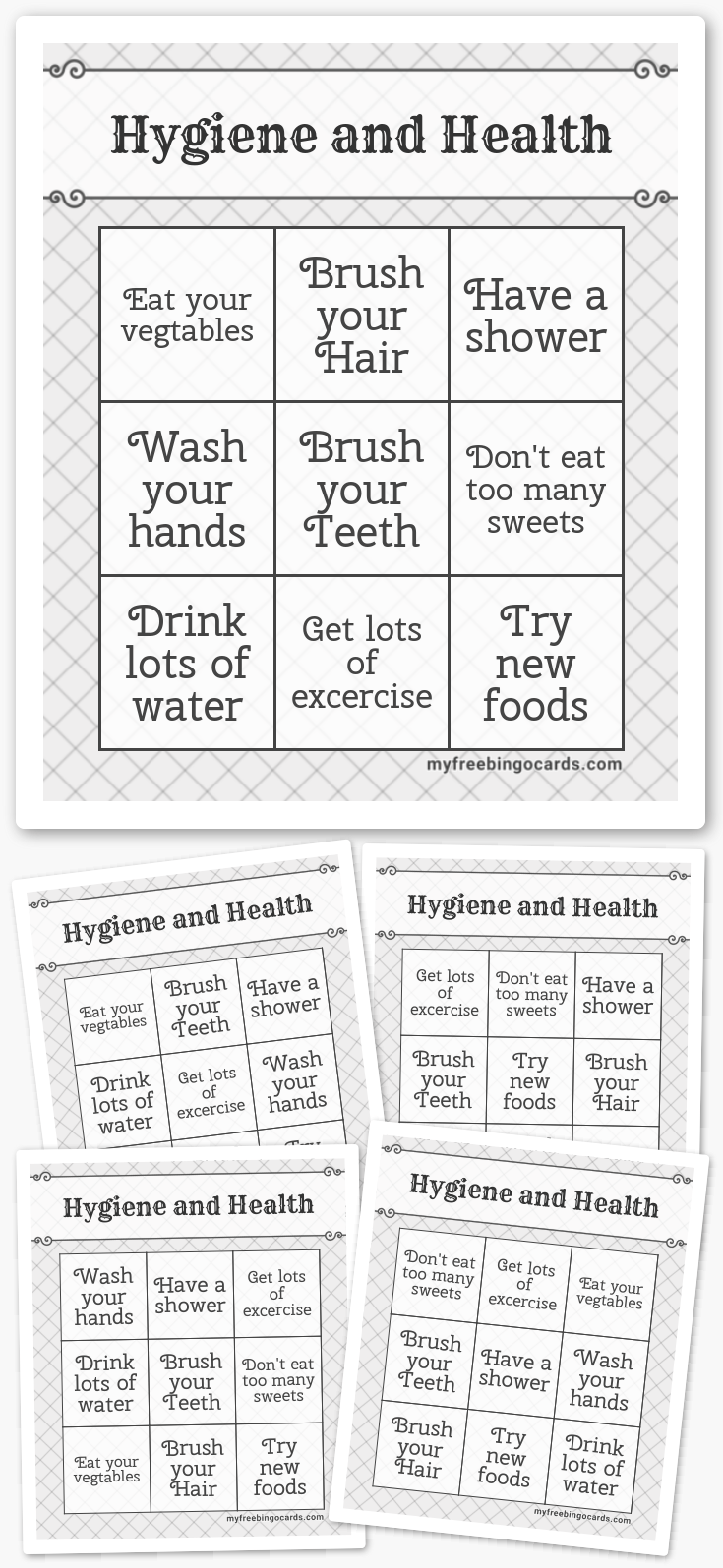 Virtual Hygiene and Health Bingo