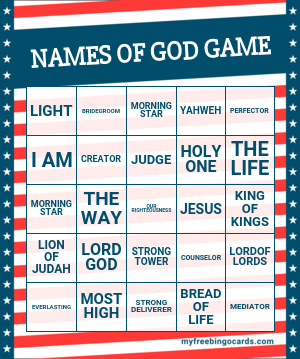 NAMES OF GOD GAME BINGO