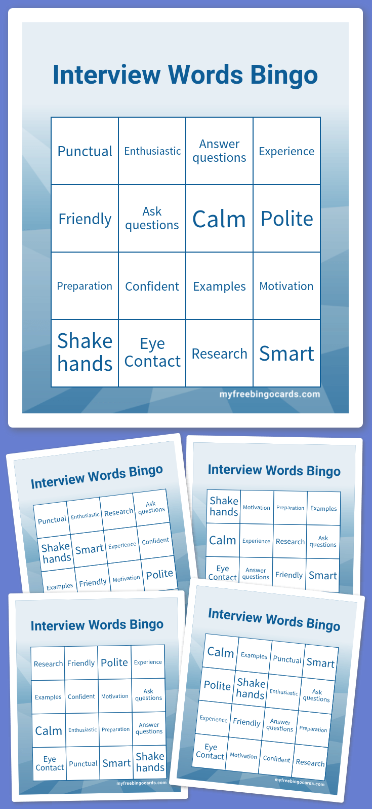 Virtual Interview Words Bingo