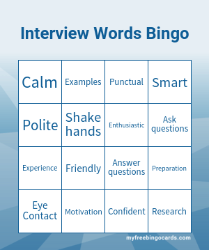 Interview Words Bingo