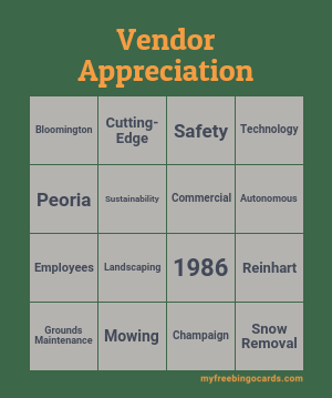 Vendor Appreciation Bingo