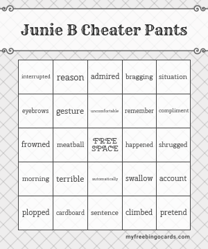 Junie B Cheater Pants Bingo
