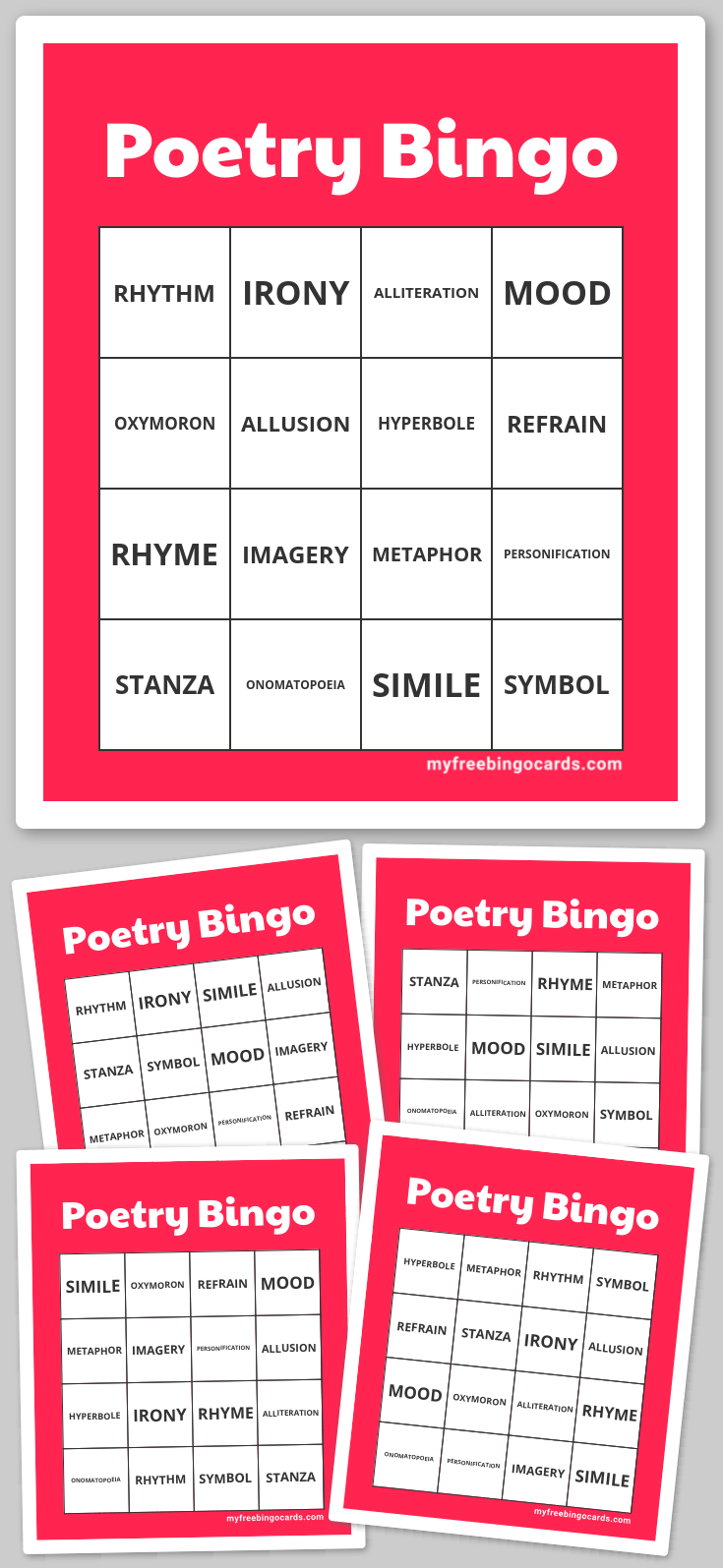 Virtual Poetry Bingo