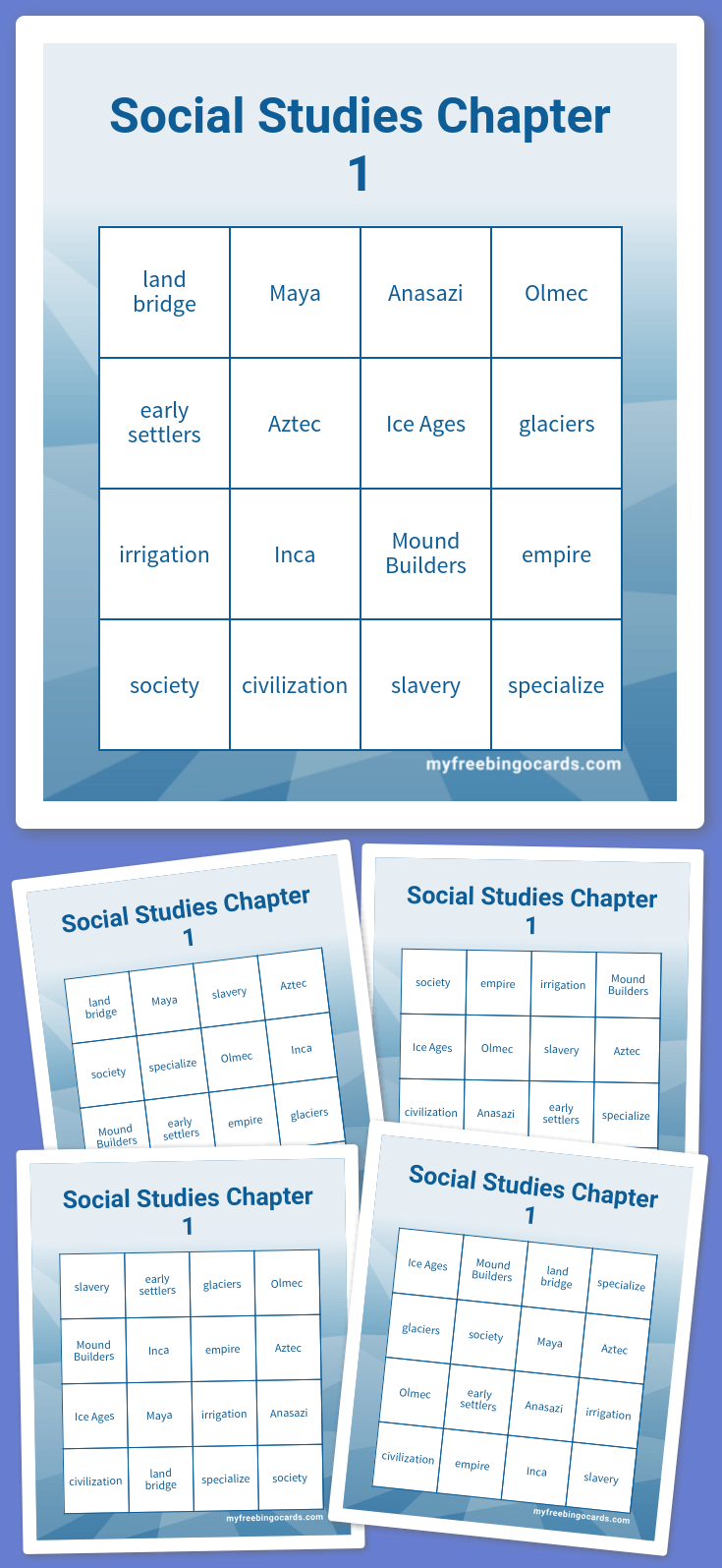 Virtual Social Studies Chapter 1 Bingo