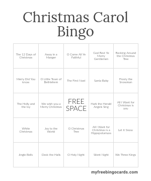 Christmas Carol Bingo