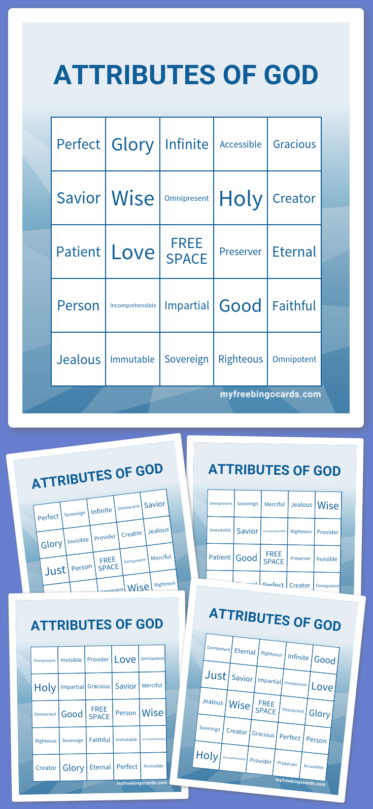 Virtual ATTRIBUTES OF GOD BINGO