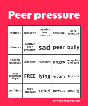 Peer pressure Bingo