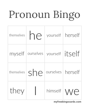 Pronoun Bingo